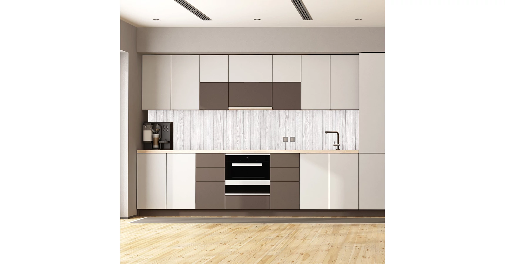 Konyhapanel fahatású fehér háttér mintával 60x120 cm